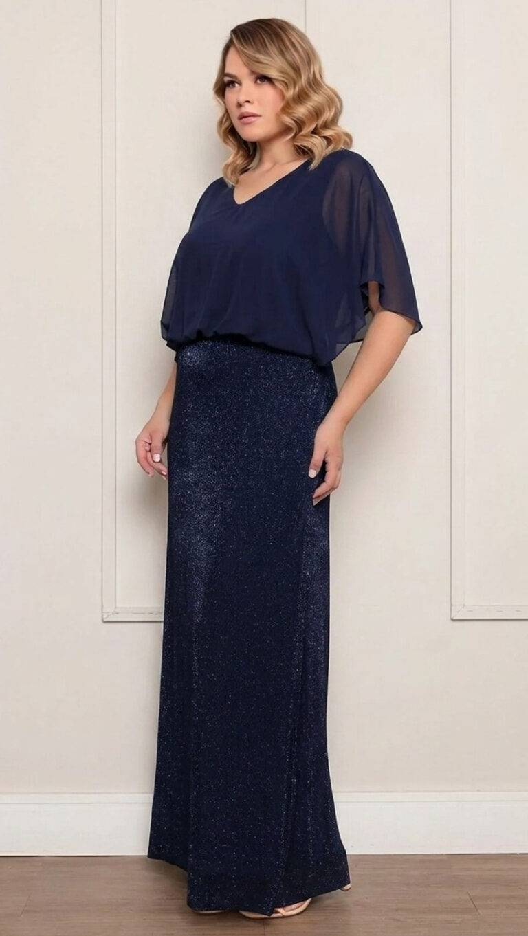 Vestido Festa Plus Size Blusê Saia Lurex - Moda Maior